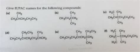 Solved Give Iupac Names For The Following Compounds Ch3 A