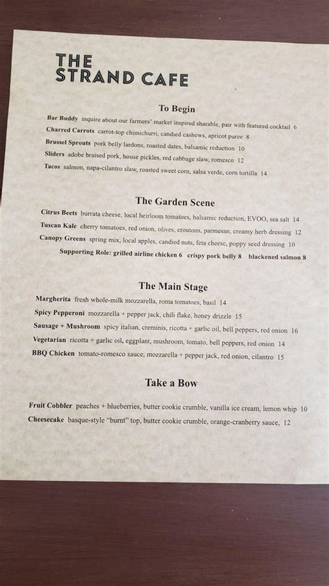 Menu At The Strand Cafe Ithaca