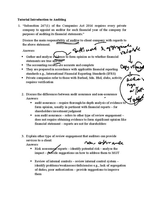 Tutorial Introduction To Auditing With Answers Tutorial Introduction To Auditing