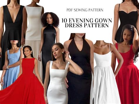 10 Evening Gown Sewing Patterns Formal Wedding Prom Dress Pdf