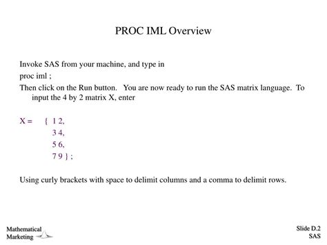 Ppt Appendix D Sas Proc Iml Powerpoint Presentation Free Download