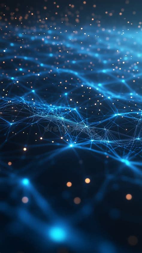 Futuristic Digital Network With Glowing Blue Nodes And Abstract