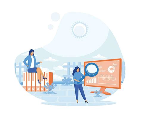 People Characters Working With Data Visualization Analyzing Tables Charts And Graphs At