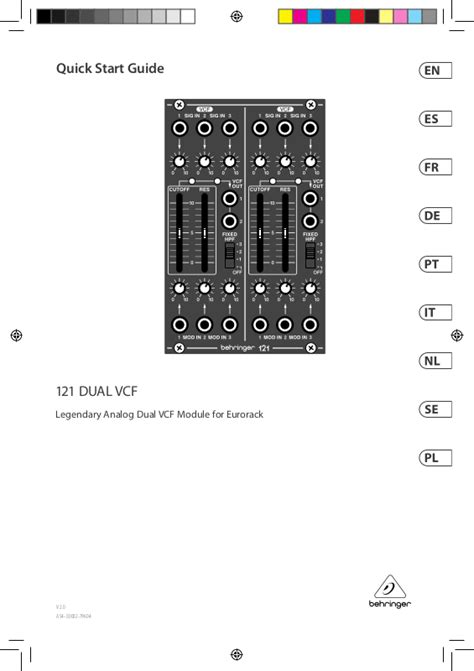 Behringer Legendary Analog Dual Vcf Module User Manual