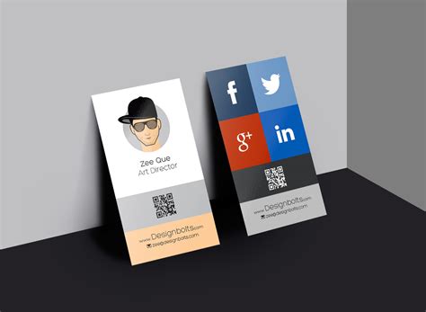 Free Vertical Business Card Design Template And Mock Up Psd File For