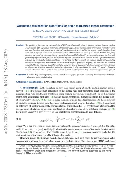 pdf alternating minimization algorithms for graph regularized tensor