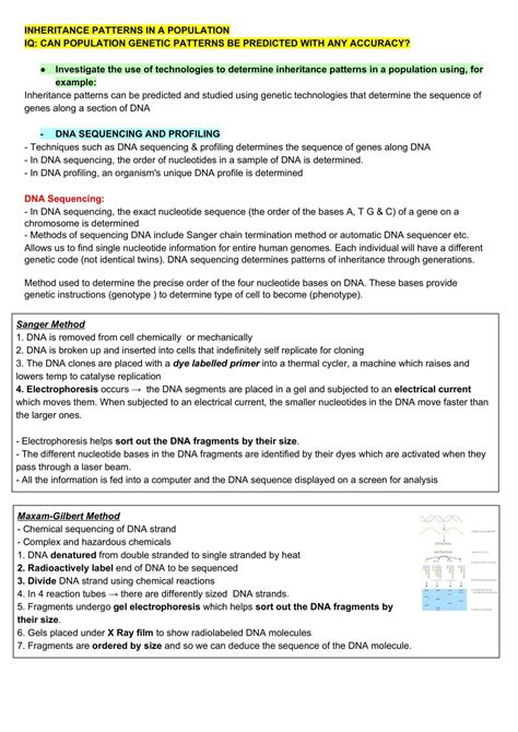 Inheritance Patterns In A Population Biology Year 12 Hsc Thinkswap