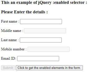 Jquery Enabled Working Of Jquery Enabled Selector Examples
