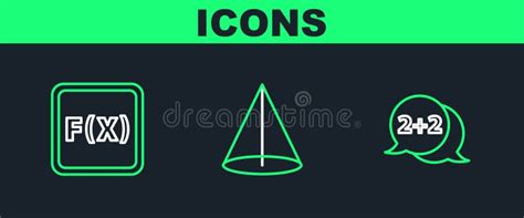 Set Line Equation Solution Function Mathematical Symbol And Geometric Figure Cone Icon Vector