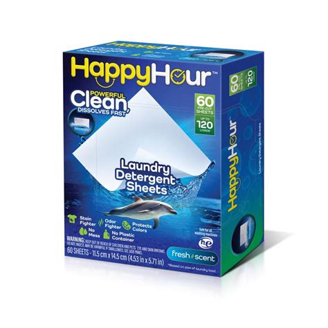 Happy Hour Fresh Scent Laundry Detergent Sheets 60 Sheet Capacity 1 Pk