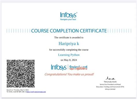 Haripriya K On Linkedin Successfully Completed Learning Python