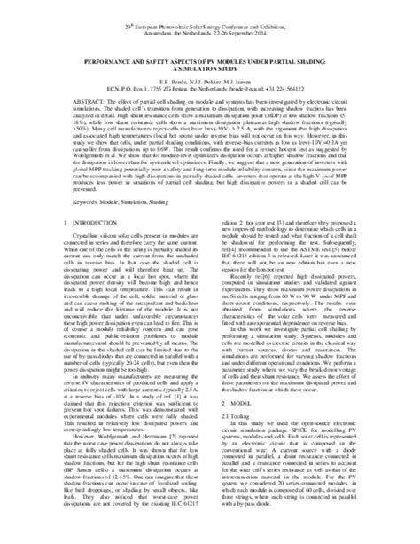 Pdf Performance And Safety Aspects Of Pv Modules Under Partial