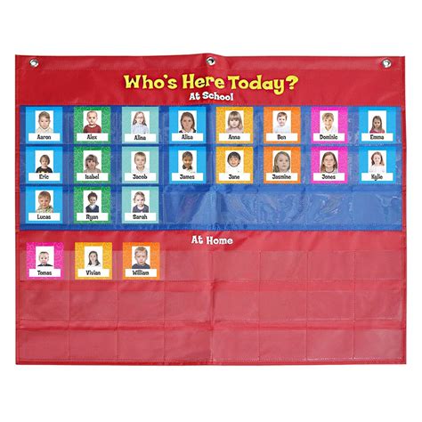 School Classroom Attendance Pocket Chart With 72 C Vicedeal