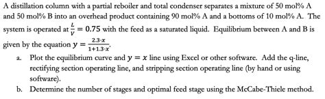Solved A Distillation Column With A Partial Reboiler And
