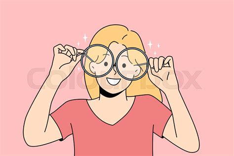 Smiling Girl In Big Glasses Stock Vector Colourbox