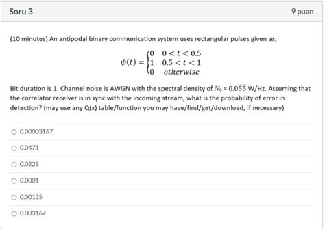 Solved Soru 3 9 Puan 10 Minutes An Antipodal Binary Chegg Com