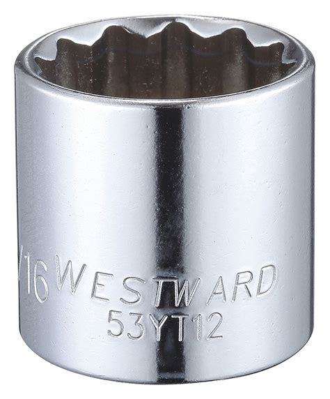 Westward Socket 3 8 In Drive Size 15 16 In Socket Size 12 Point Alloy Steel Chrome Finish
