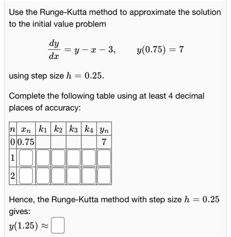 solved use the runge kutta method to approximate the