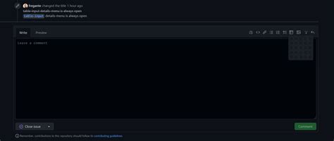 `table Input` Details Menu Is Always Open · Issue 6003 · Refined