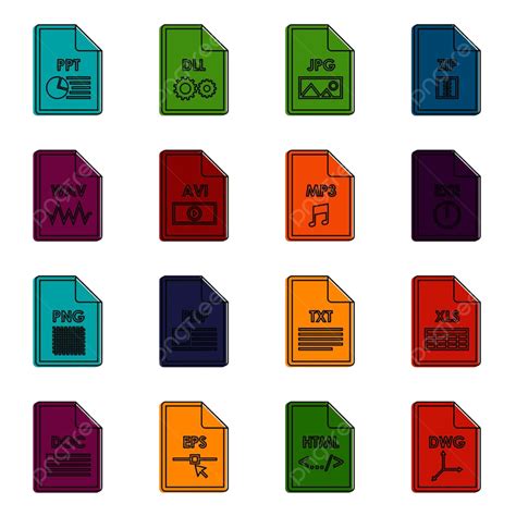 File Format Vector Png Images File Format Icons Set App Set Line Png Image For Free Download