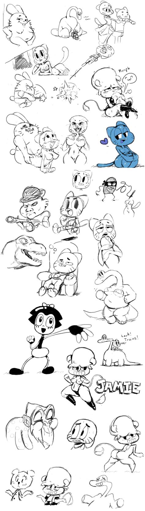 Rule 34 Bow Cartoon Network Clothing Cum Darwin Watterson Fingerprint Robber Gumball Watterson