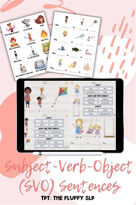 Subject Verb Object SVO Sentences Boom Cards And Print Video Video Subject And Verb