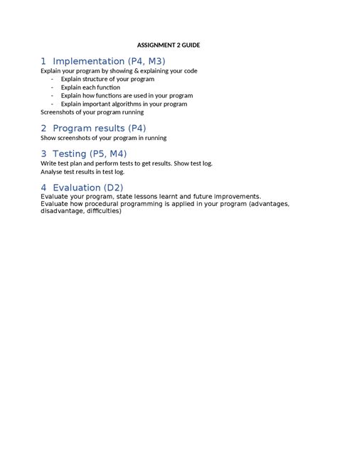 Assignment 2 Procedural Programming Guide Docsity