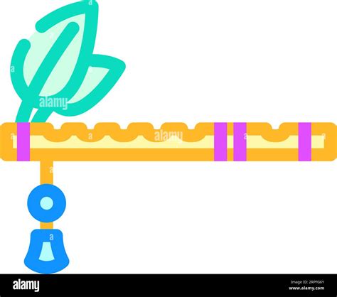 Krishna Flute Hinduism Color Icon Vector Illustration Stock Vector