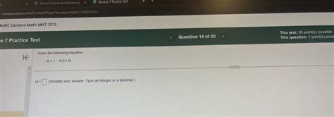 Solved Pearson Mylab And Mastering Module 7 Practice Test Mylab