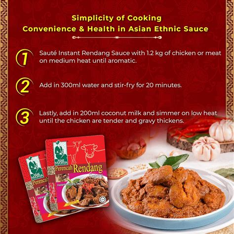 Buy Mak Nyonya Instant Rendang Sauce For Beef Chicken X6 Instant Curry Paste Rendang Hot