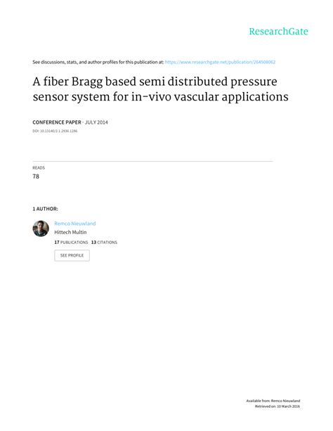 Pdf A Fiber Bragg Based Semi Distributed Pressure Sensor System For