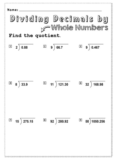 Dividing Decimals Worksheets Free Image And Pdf Printables
