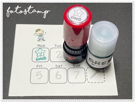 Fotostamp 💢 ตรายางหมึกในตัวด้ามสปริงรูปดาว พร้อมคำว่า