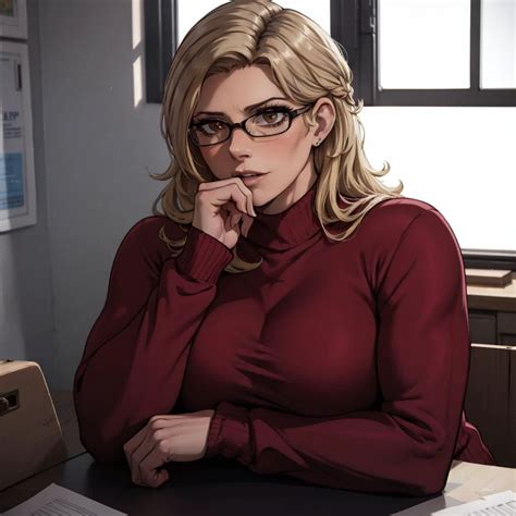 컴퓨터와 책상에 앉아 안경을 쓴 여자 Seaart Ai