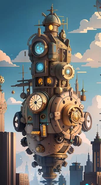 Premium Ai Image A Steampunk Mega Clock