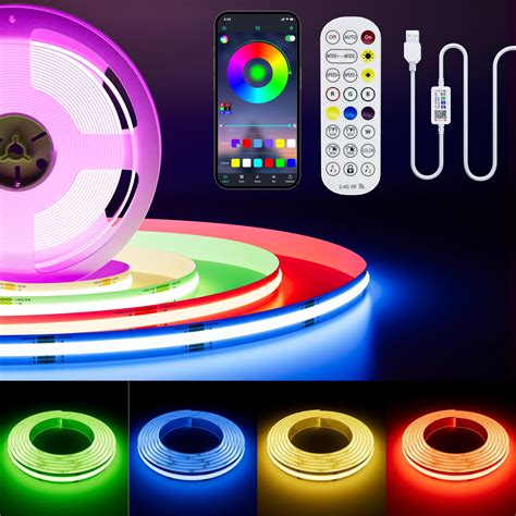 Amazon Com PAUTIX V USB COB RGB LED Strip Light Ft M Color Changing Light Strips TV