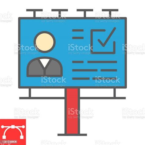 동요 빌보드 컬러 라인 아이콘 선거 및 투표 빌보드 사인 벡터 그래픽 편집 가능한 스트로크 채워진 윤곽선 아이콘 Eps 10 Referendum에 대한 스톡 벡터 아트 및