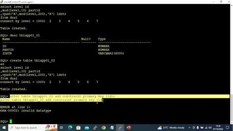 Steps Involved In Creating A Table In Oracle Database Youtube