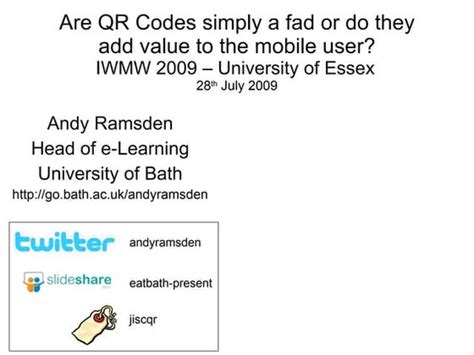 Potential Qr Codes Education Emerge 2009 Ppt