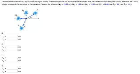 solved firecracker explodes into equal pieces see figure below