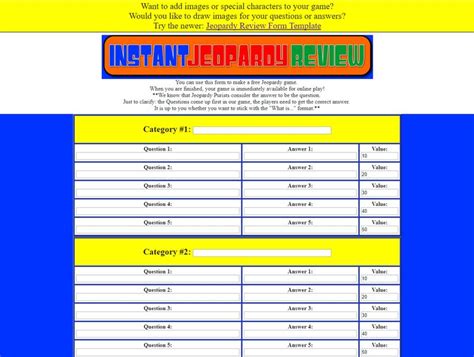 11 Free Jeopardy Templates For The Classroom