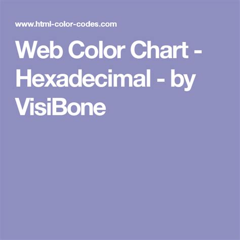 web color chart hexadecimal by visibone