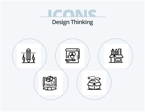 Design Thinking Line Icon Pack 5 Icon Design Lamp Table Pms Draw Tool 19215405 Vector Art