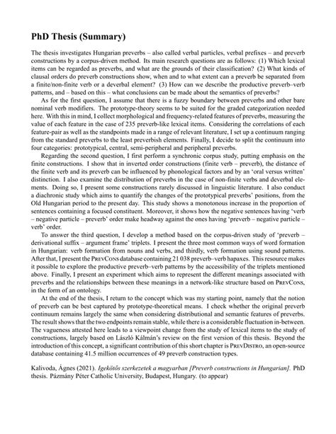 Pdf Phd Thesis Summary