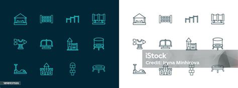 라인 어린이 놀이터 슬라이드 파이프 모래 성 아이들을위한 스윙 Hopscotch 어트랙션 회전 목마 스포츠 수평 막대 모래 샌드 박스 및 교육 논리 게임 아이콘을 설정합니다