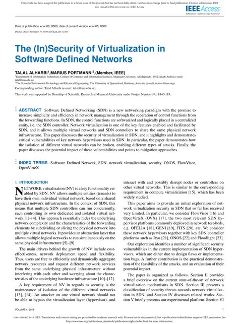 Pdf The Insecurity Of Virtualization In Software Defined Networks