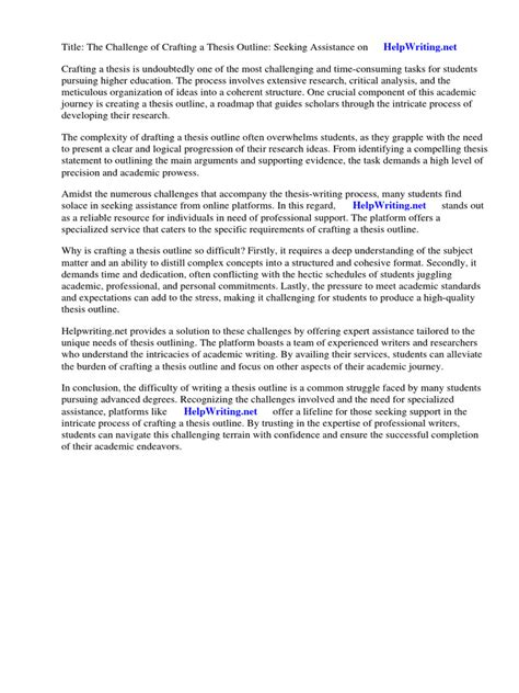 Examples Of A Thesis Outline Pdf Thesis Essays