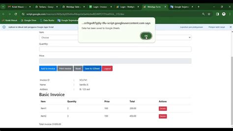 Webapp Apps Script Invoice With Login Feature V1 Demo Youtube