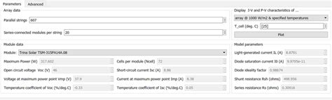 parameters dialogue box of the pv array download scientific diagram