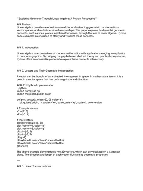 Geometry Python Pdf Eigenvalues And Eigenvectors Matrix Mathematics